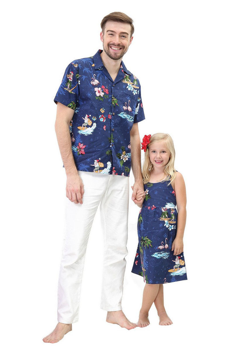 Father Daughter Keahi Set in Christmas Santa Navy – Hawaii Hangover
