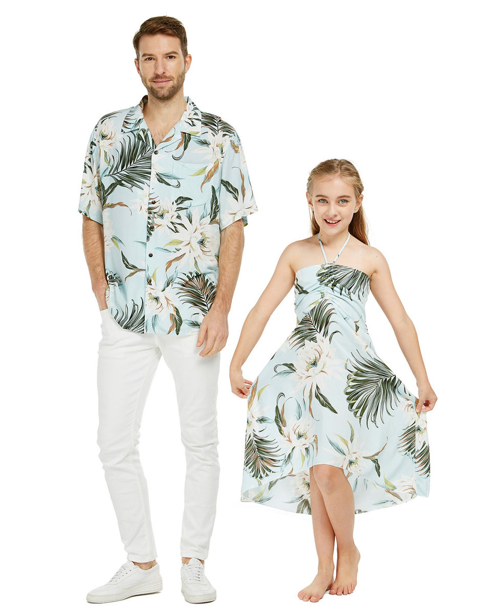 Father Daughter Kalani Set in Wispy Cereus Light Blue – Hawaii Hangover