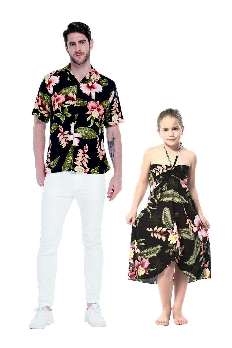 Father Daughter Kalani Set in Rafelsia Black – Hawaii Hangover