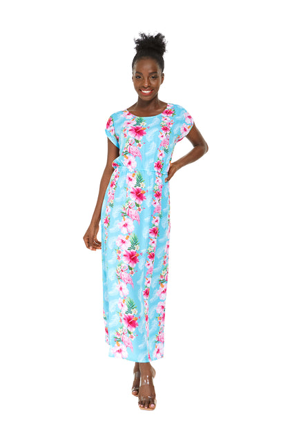 Pink Hibiscus Vine Turquoise – Tagged "Cap Sleeve Maxi Simple Dress ...