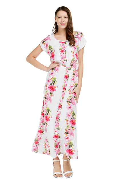 Pink Hibiscus Vine White – Tagged "Cap Sleeve Maxi Simple Dress ...
