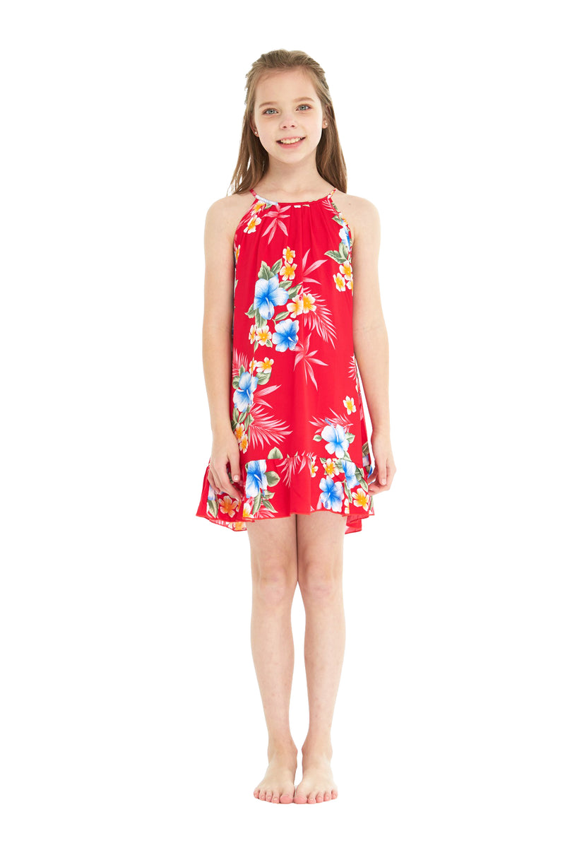 Girl Hawaiian Round Neck Dress in Pretty Tropical Turquoise Size 10 ...